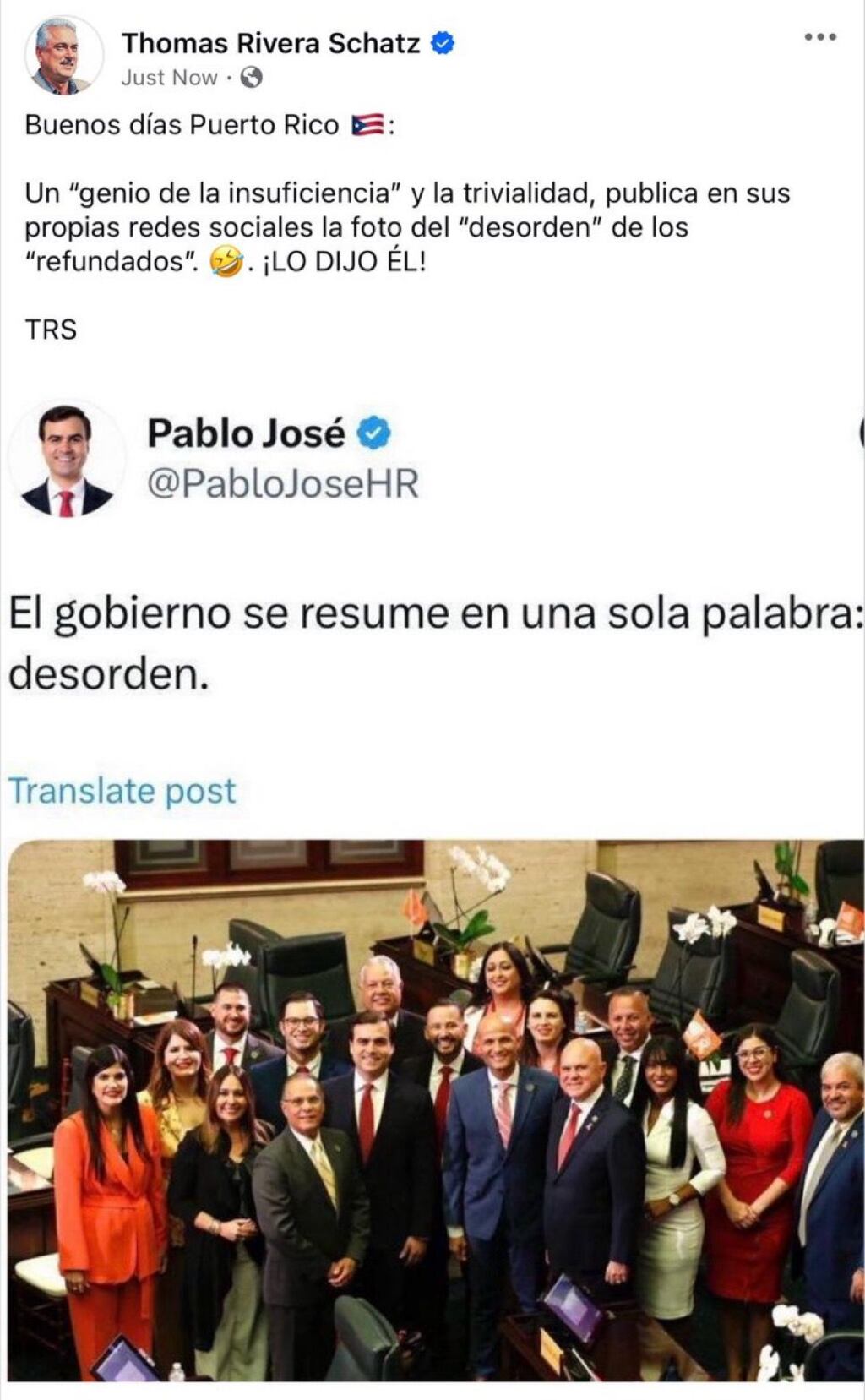 Pablo José a Rivera Schatz: “Estamos aquí para hacerle la vida más ...