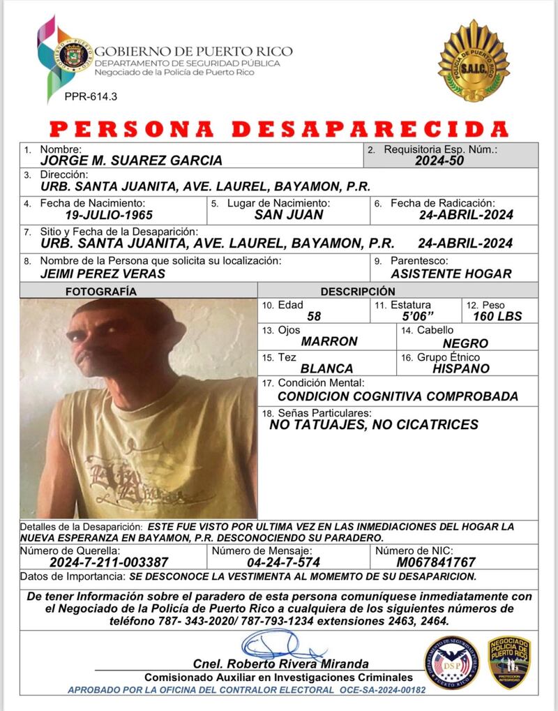 Desactivan Alerta Silver por desaparición de hombre de 58 años en ...